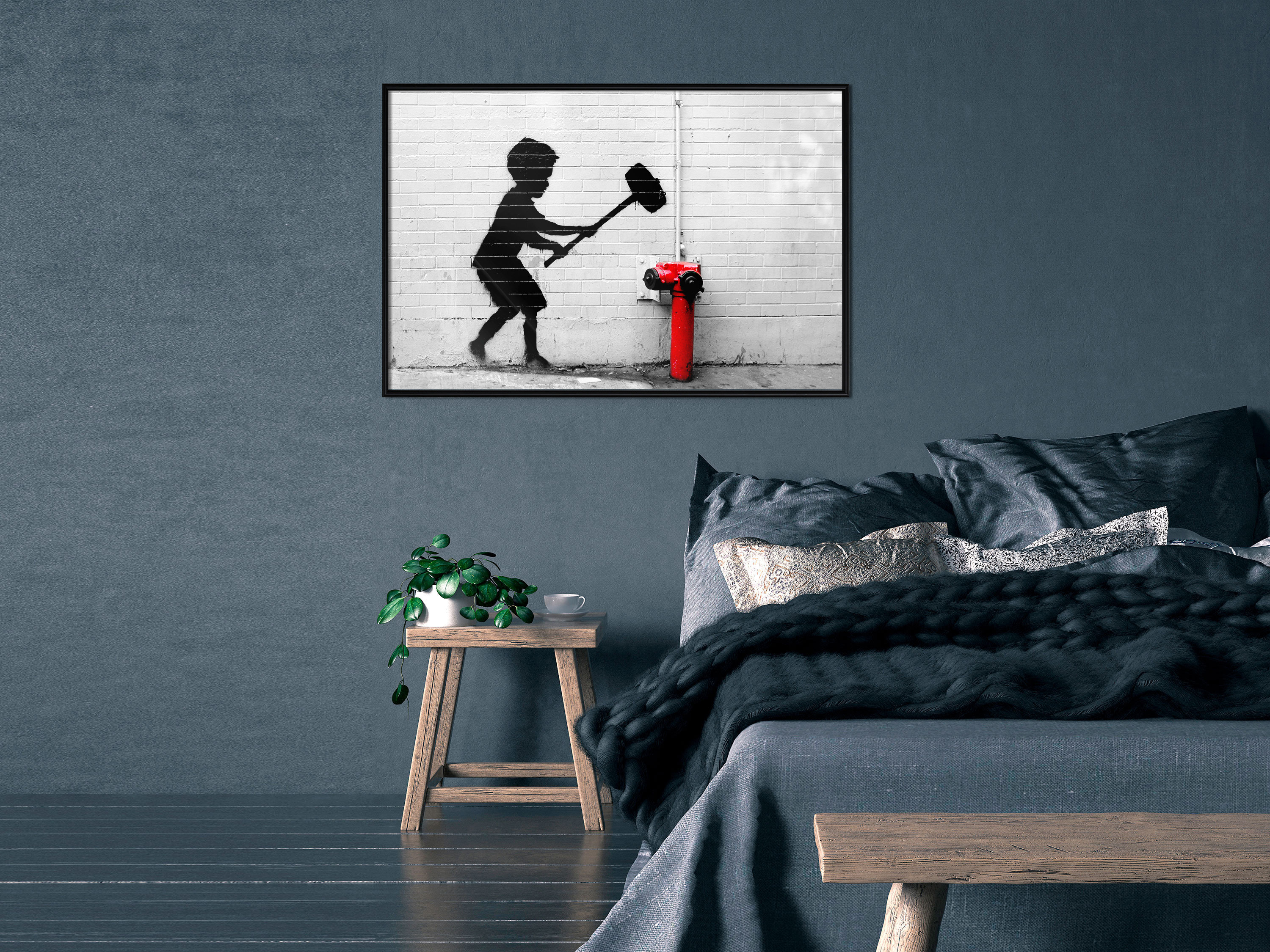 East Urban Home Banksy Hammer Boy - Single Picture Frame Print | Wayfair